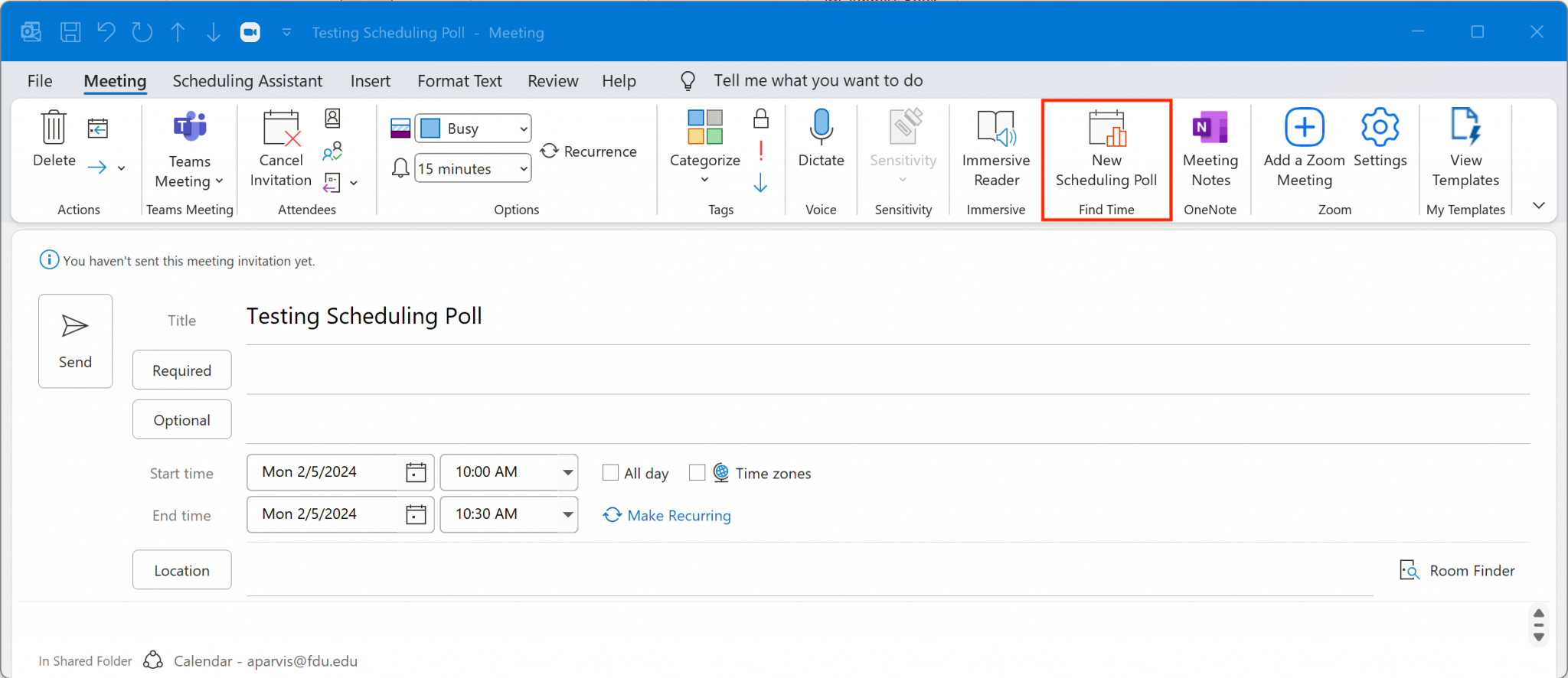 Microsoft Scheduling Poll in Outlook - Fairleigh Dickinson University | IT