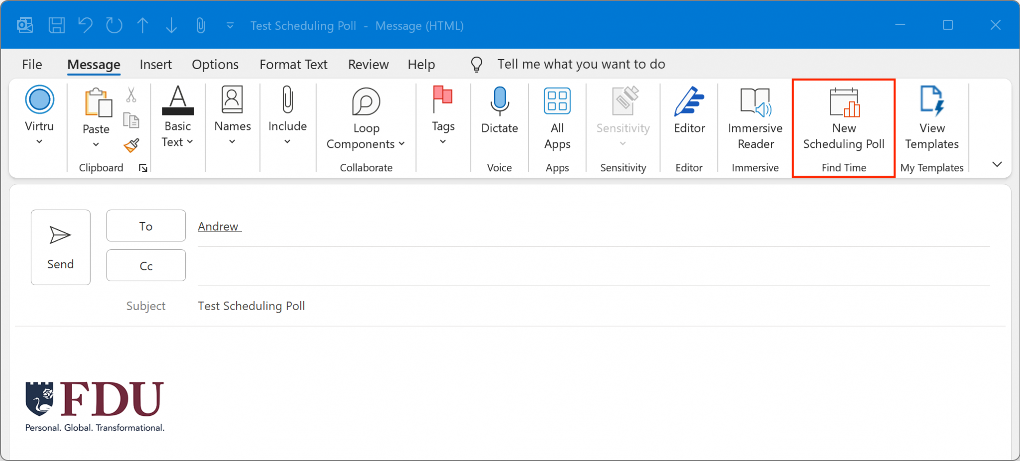 Microsoft Scheduling Poll in Outlook - Fairleigh Dickinson University | IT